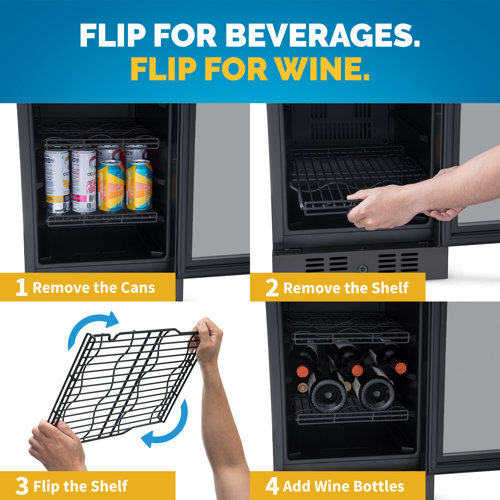 Newair Flipshelf 15" 80 Can Or 33 Bottle, Built-In Or Freestanding Wine And Beverage Fridge ...